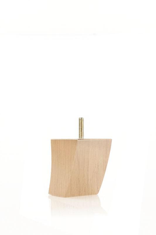 Wood Square Tapered Curved Furniture Leg - 3” Tall With Finish Options
